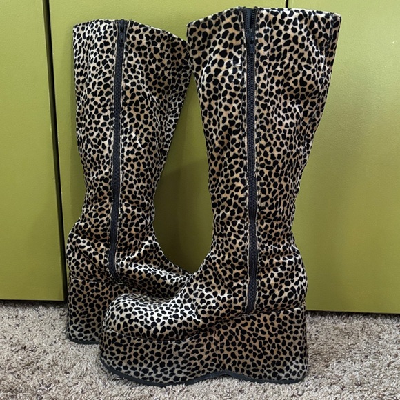 9&Co. | Shoes | Vintage 9co Leopard Print Platform Boots 65 | Poshmark